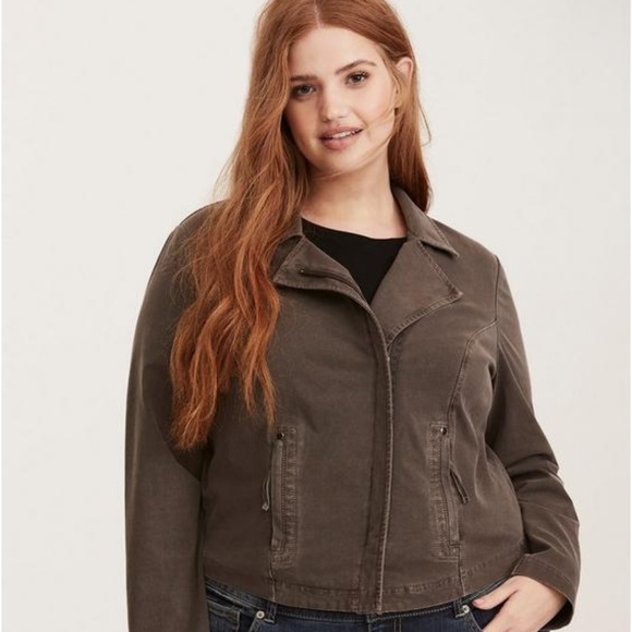 torrid | Jackets & Coats | Torrid Grey Jersey Moto Jacket | Poshmark